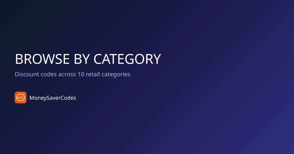 All Categories — Browse Discount Codes | MoneySaverCodes